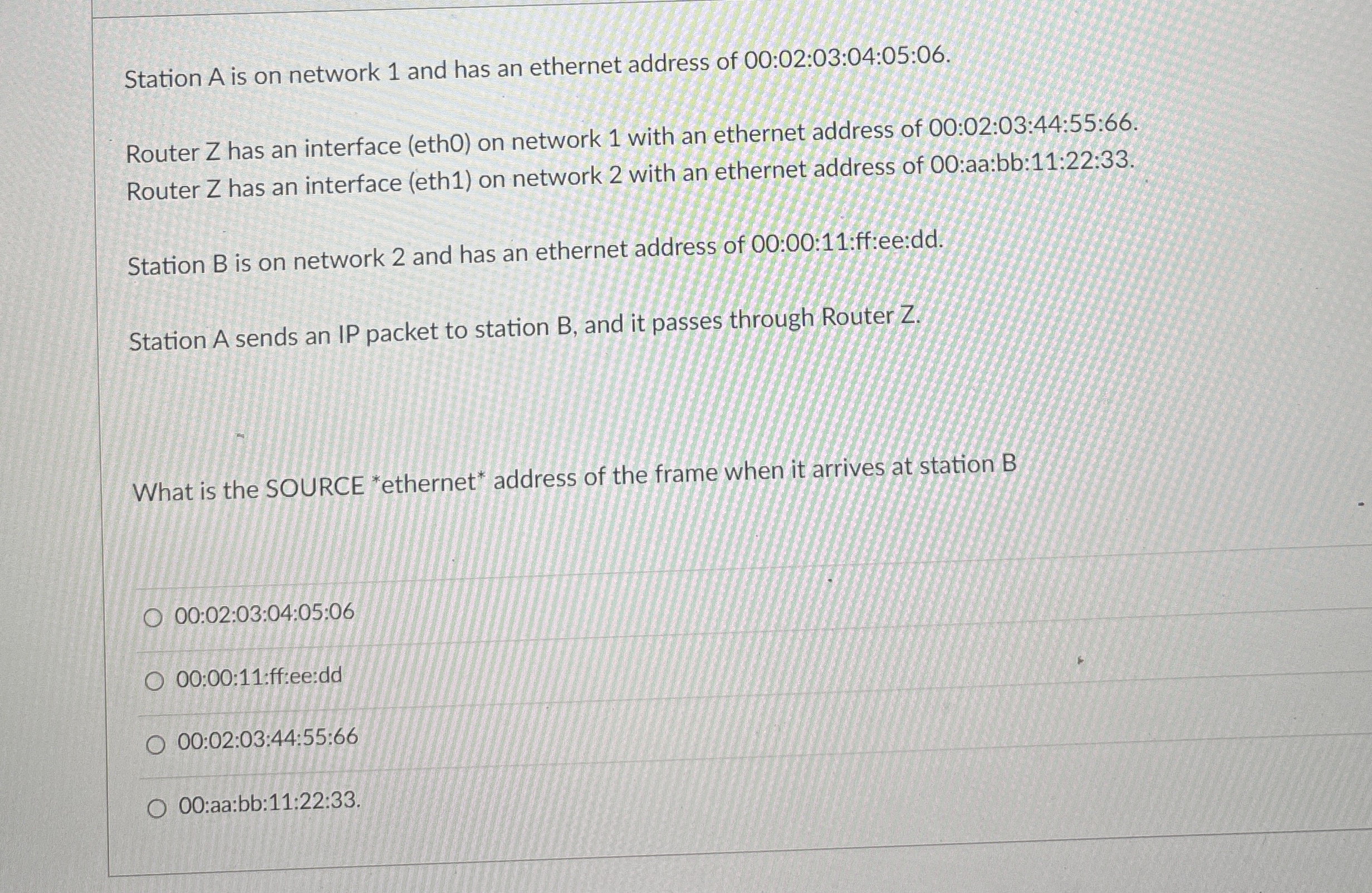 Solved Station A is on network 1 ﻿and has an ethernet | Chegg.com