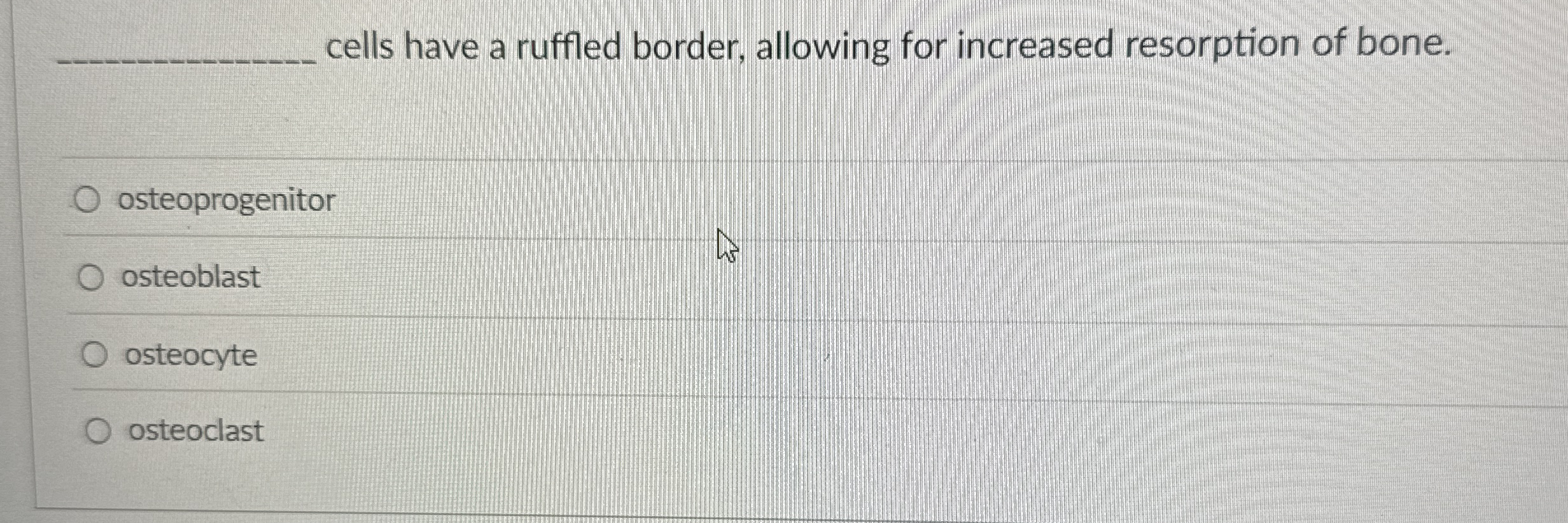 Solved cells have a ruffled border, allowing for increased | Chegg.com