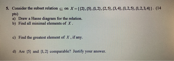 Solved 5. Consider the subset relation con X = {{2},{5}, | Chegg.com