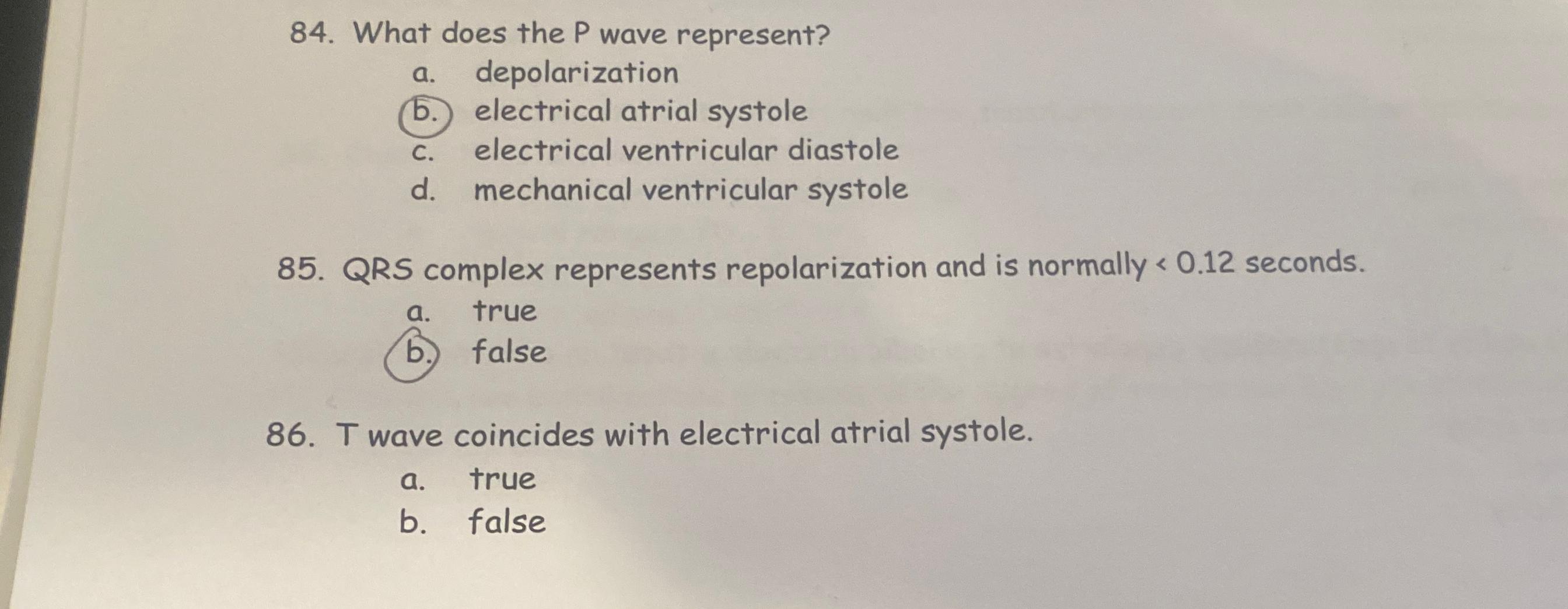 Solved What does the P wave represent?a. ﻿depolarizationb. | Chegg.com