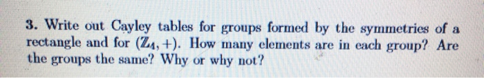 Solved 3. Write out Cayley tables for groups formed by the | Chegg.com