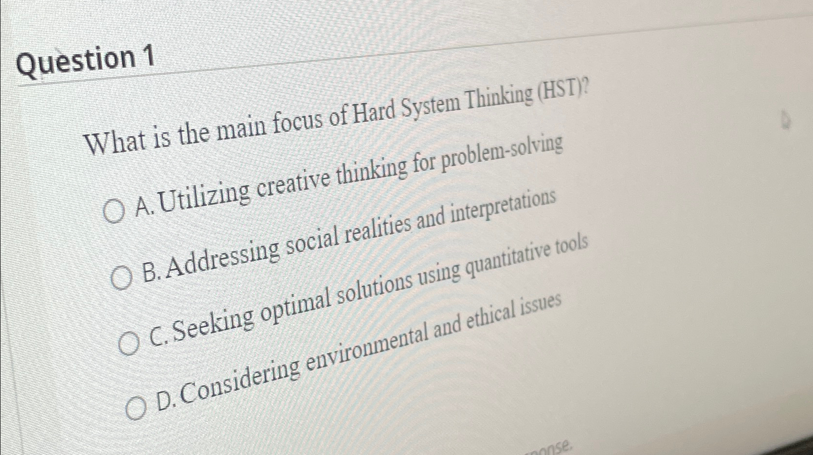 Solved Question 1What is the main focus of Hard System | Chegg.com