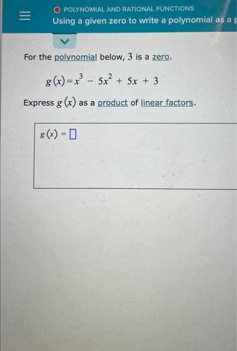 Solved ||| O POLYNOMIAL AND RATIONAL FUNCTIONS Using a given | Chegg.com