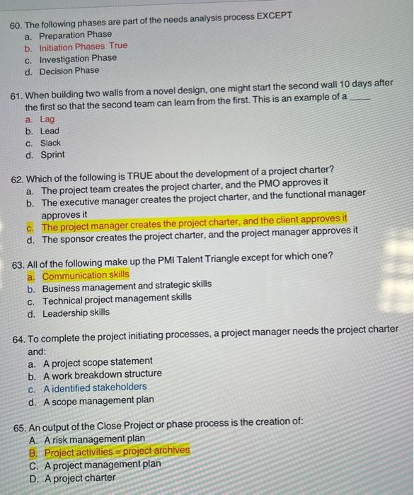 Solved 60. The following phases are part of the needs | Chegg.com