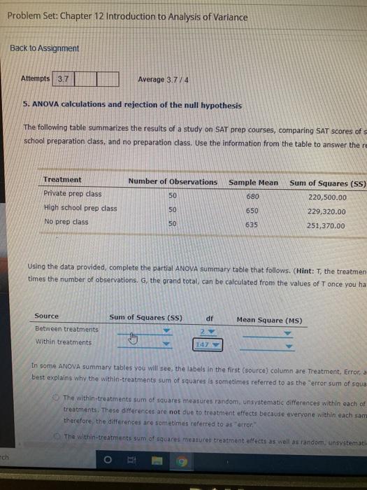Solved Problem Set: Chapter 12 Introduction to Analysis of | Chegg.com