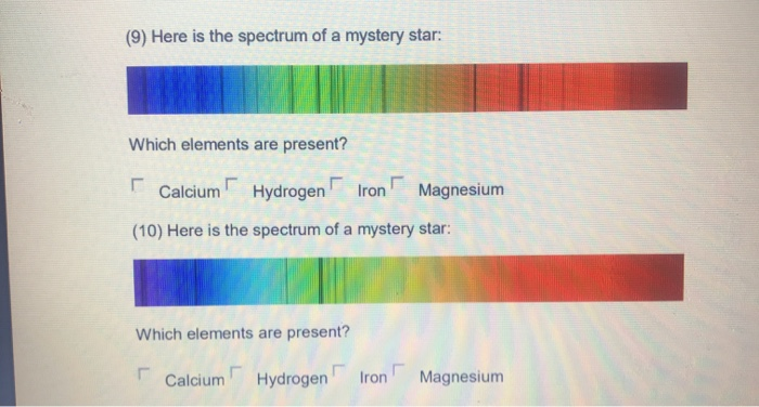 Solved Stellar Absorption Spetra Unknowns. Identify the | Chegg.com