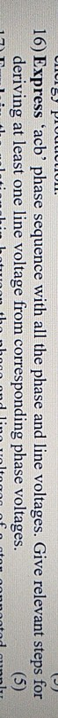 Solved опортоосооп. 16) Express 'acb' phase sequence with | Chegg.com