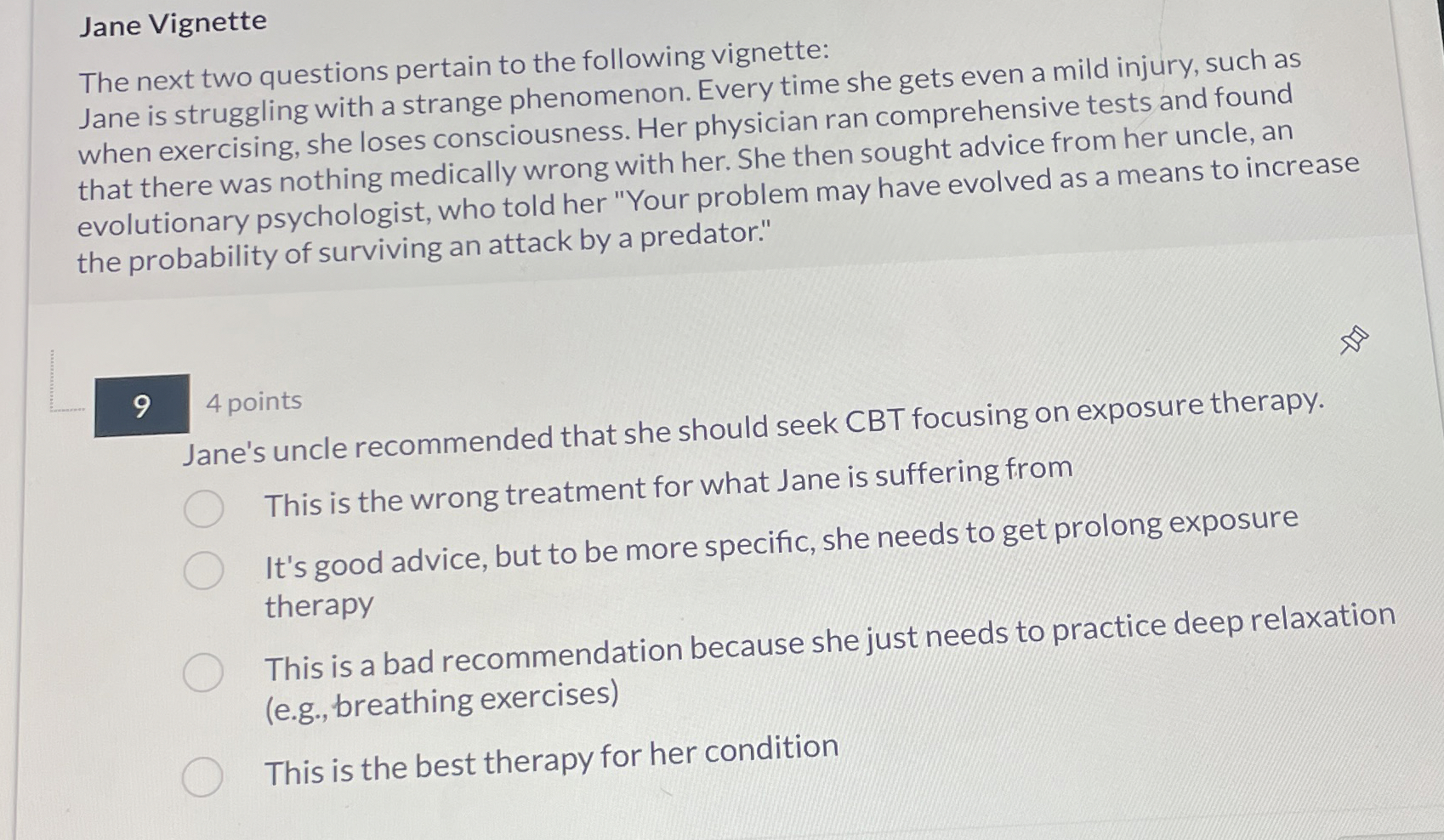 Solved Jane VignetteThe next two questions pertain to the | Chegg.com
