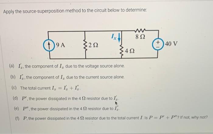 Solved Apply the source-superposition method to the circuit | Chegg.com