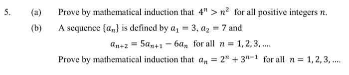 Solved (a) Prove by mathematical induction that 4n>n2 for | Chegg.com