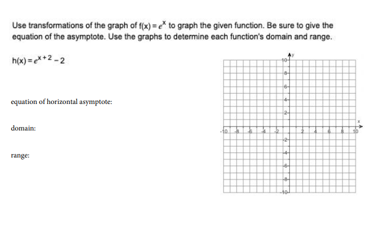 Solved Use transformations of the graph of f(x)=ex ﻿to graph | Chegg.com