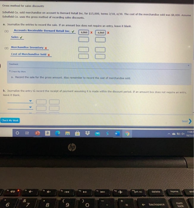 Solved Gross method for sales discounts Schofield Co. sold | Chegg.com