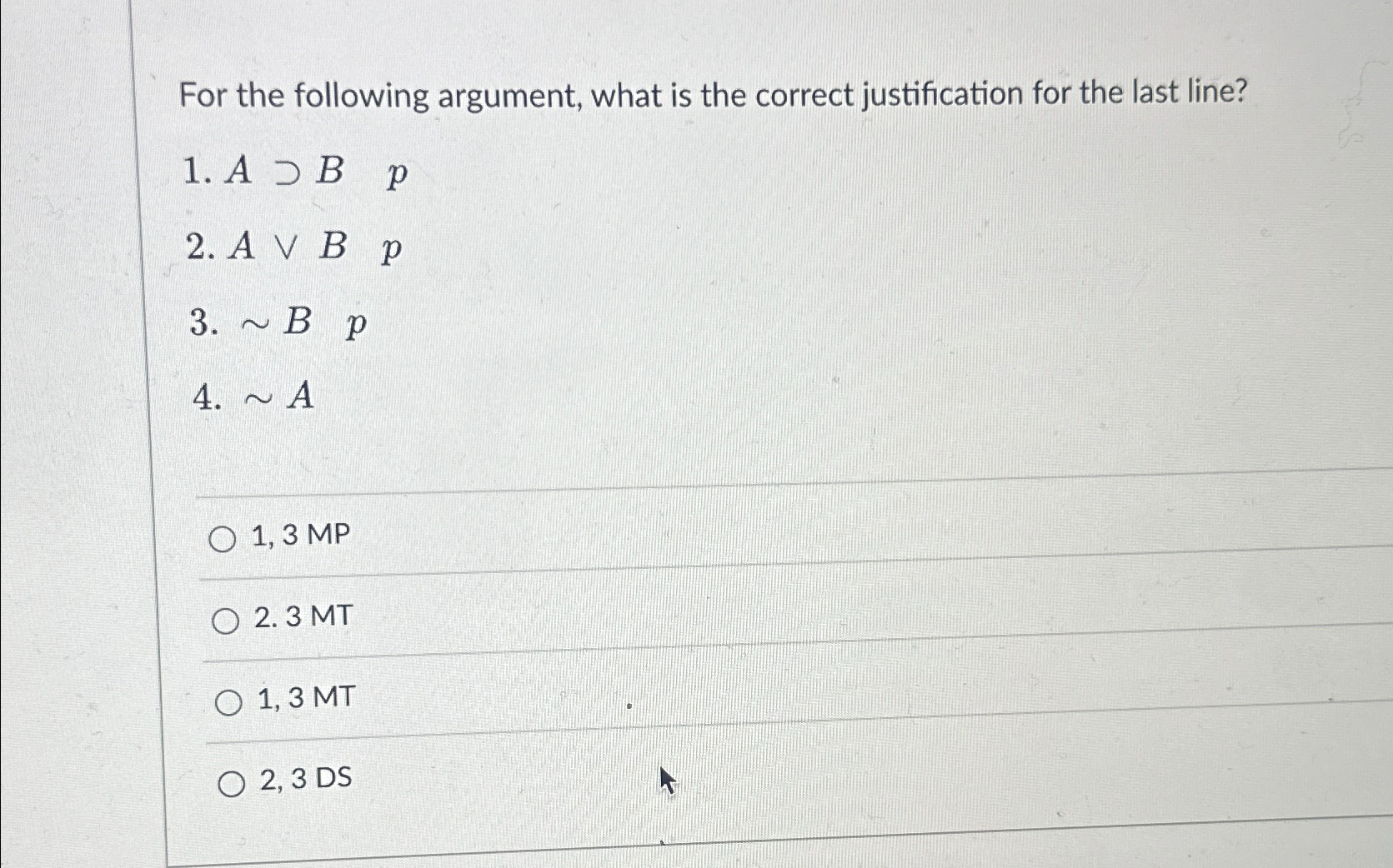 For the following argument, what is the correct | Chegg.com