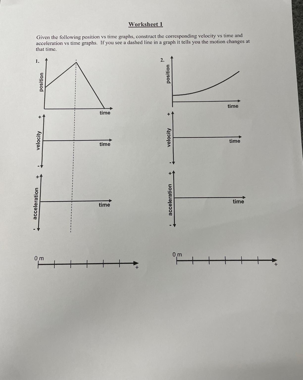 Solved Worksheet 1Given the following position vs time | Chegg.com