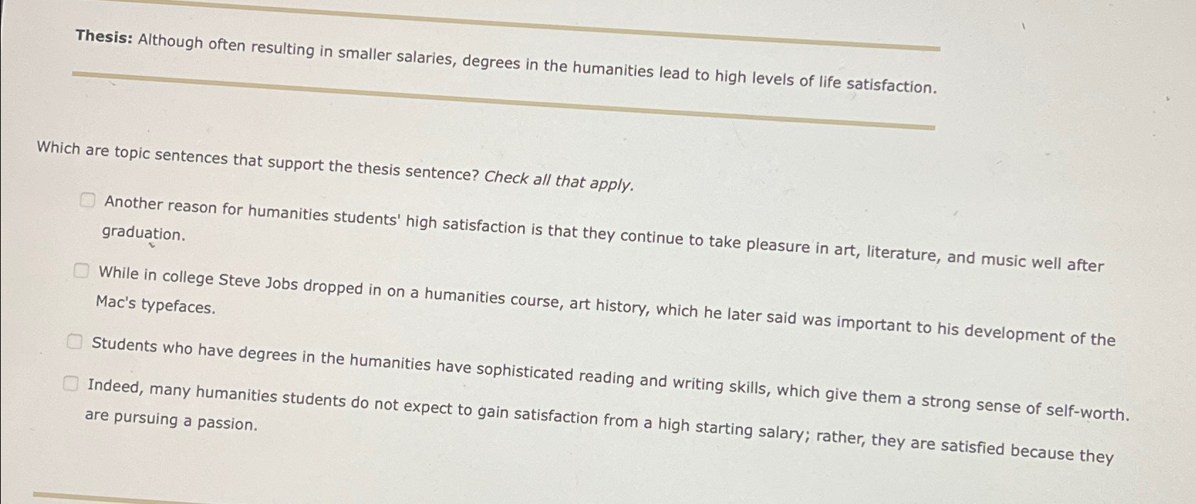 Solved Thesis: Although often resulting in smaller salaries, | Chegg.com