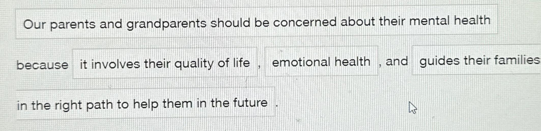 Solved Thesis statementOur parents and grandparents should | Chegg.com