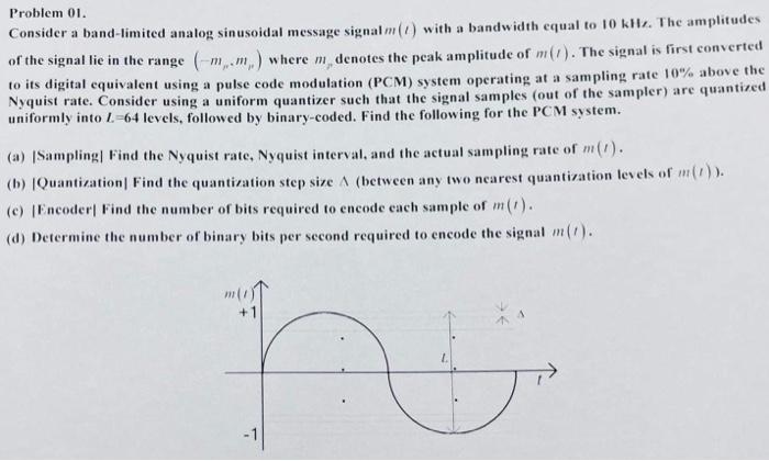 Solved Problem 01. Consider a band-limited analog sinusoidal | Chegg.com