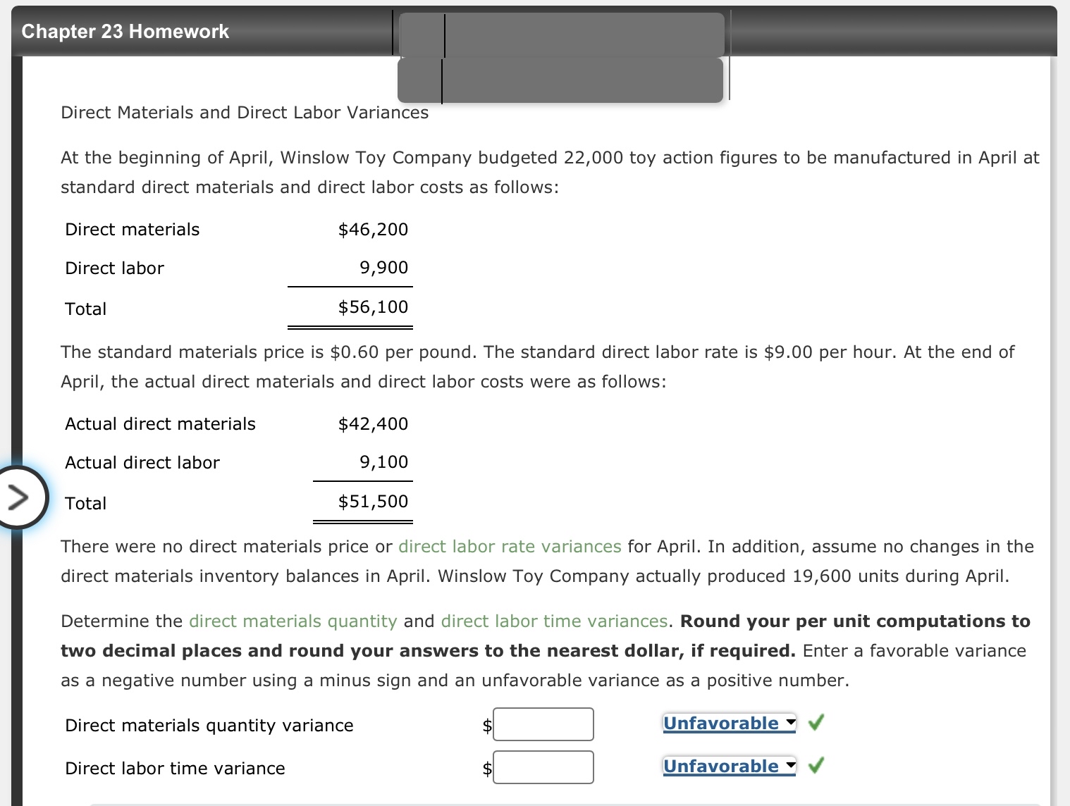 Solved Direct Materials and Direct Labor VariancesAt the | Chegg.com