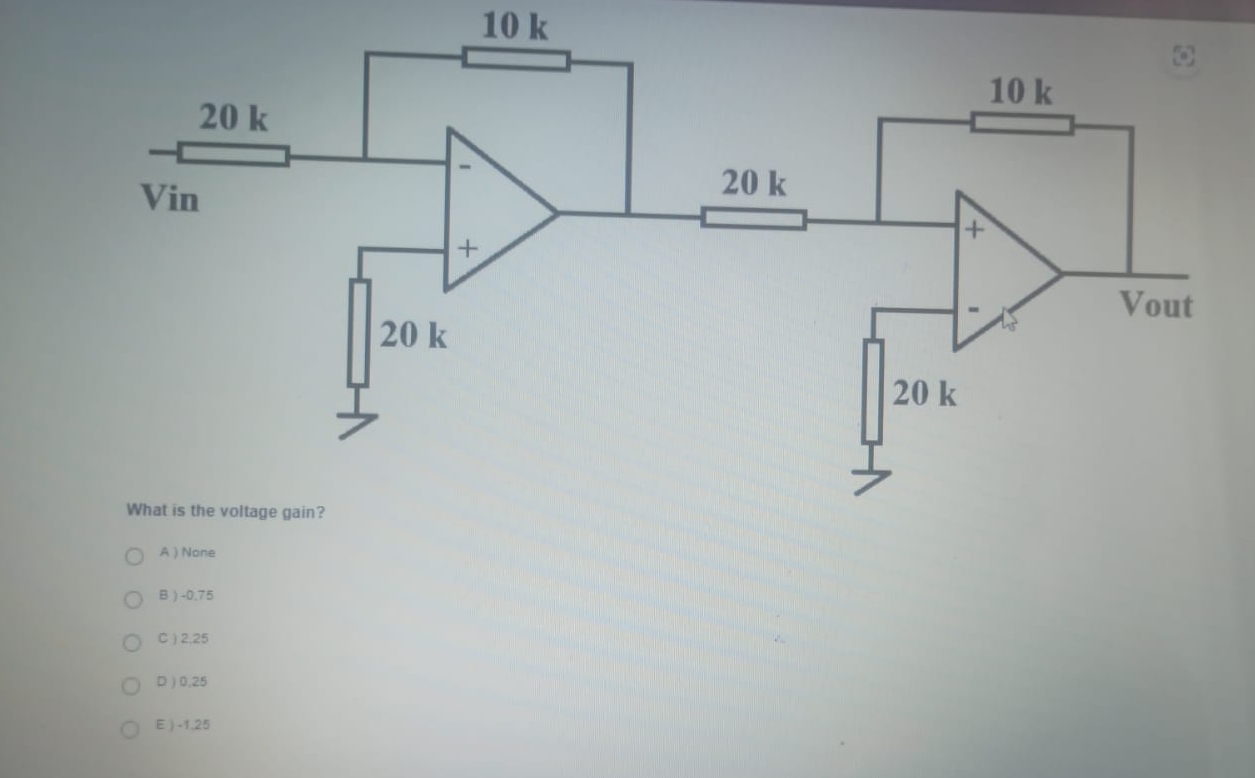 What is the voltage gain?A) | Chegg.com