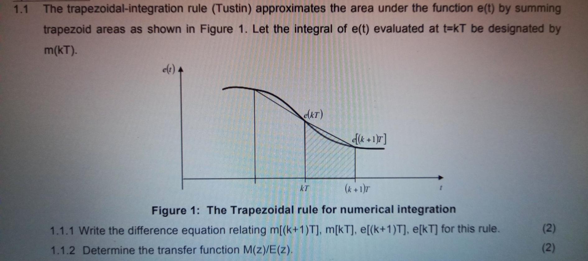 Solved 1.1 The trapezoidal-integration rule (Tustin) | Chegg.com