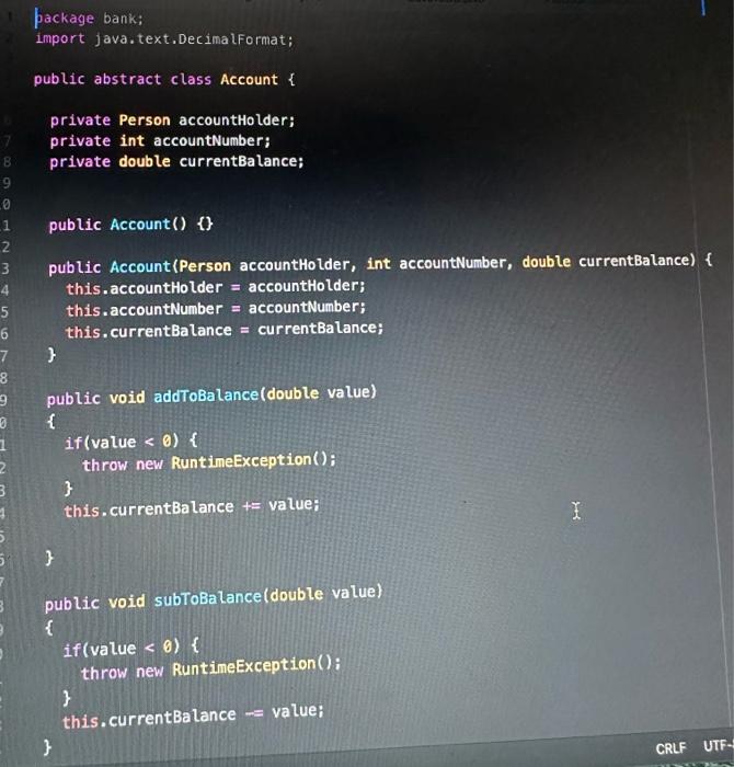 Solved 33 return sum; 3 public void addAccount(Account acc) | Chegg.com