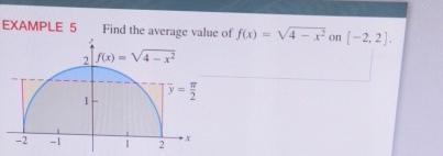 Solved EXAMPLE 5 ﻿Find the average value of f(x)=4-x22 ﻿on | Chegg.com