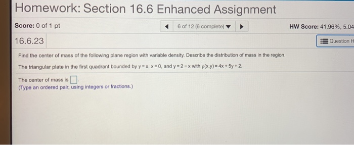 Solved Question Homework Section 16 6 Enhanced Assignment