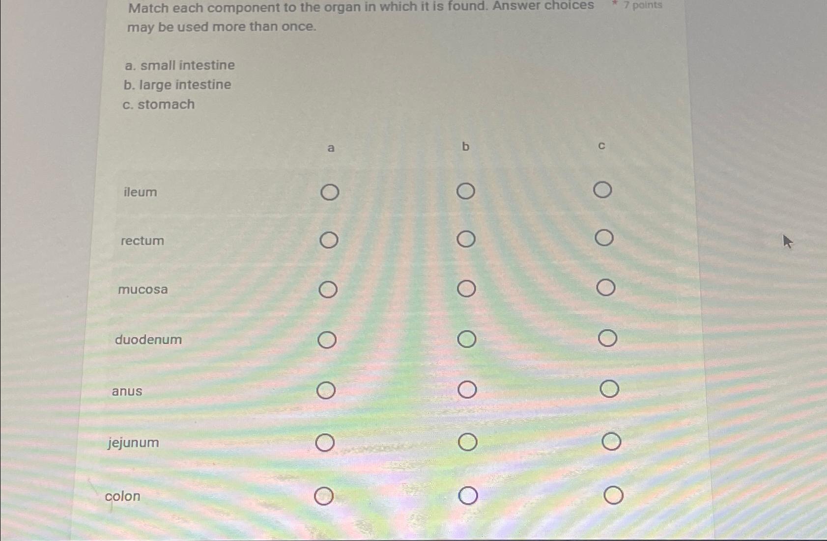 Solved Match each component to the organ in which it is | Chegg.com