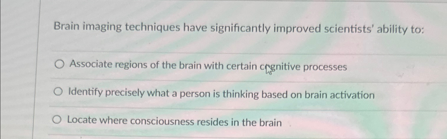 Solved Brain imaging techniques have significantly improved | Chegg.com