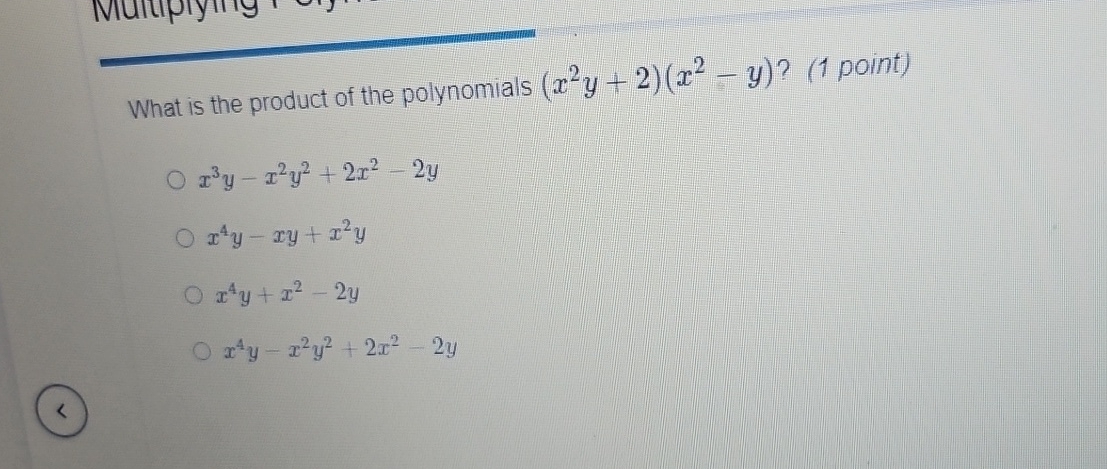 Solved What is the product of the polynomials | Chegg.com