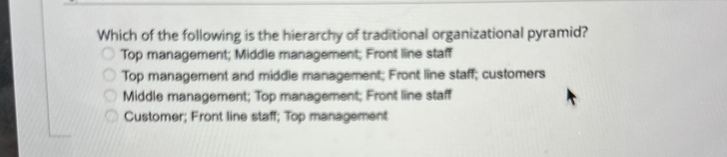 Solved Which of the following is the hierarchy of | Chegg.com