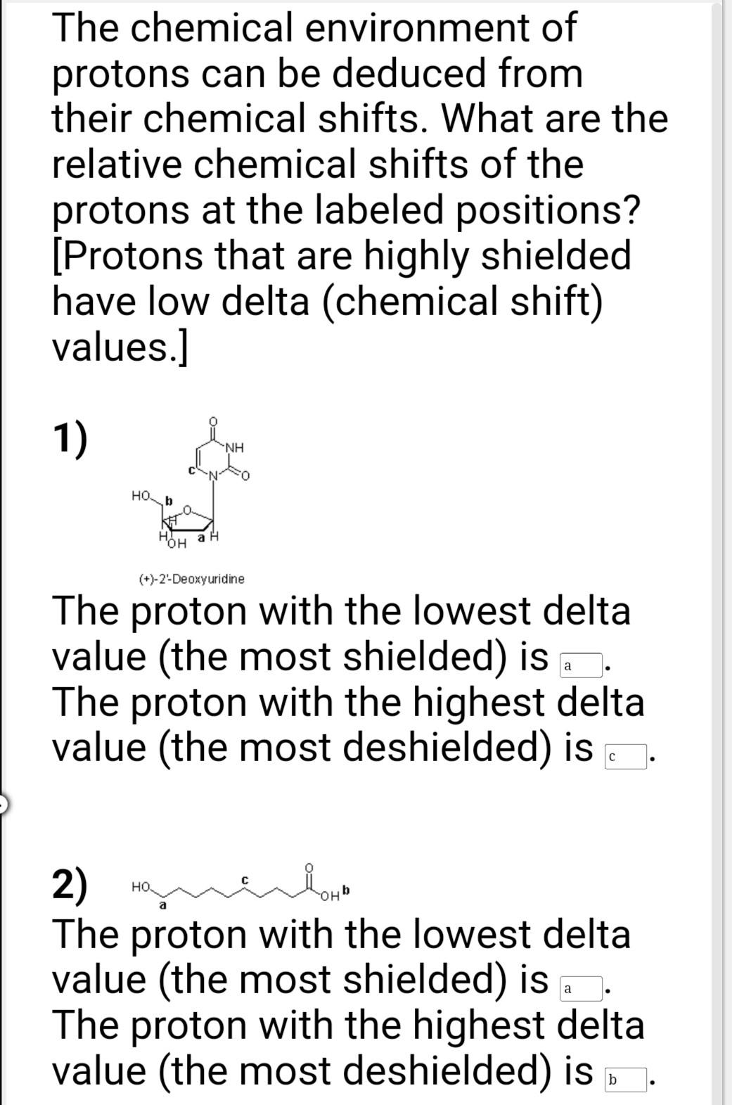 Solved The chemical environment of protons can be deduced | Chegg.com