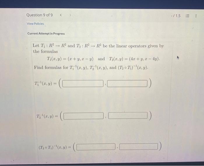 Solved Current Attempt in Progress Let T1:R2→R2 and T2:R2→R2 | Chegg.com