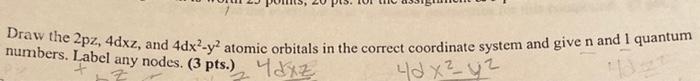 Solved Draw the 2pz,4dxz, and 4dx2−y2 atomic orbitals in the | Chegg.com