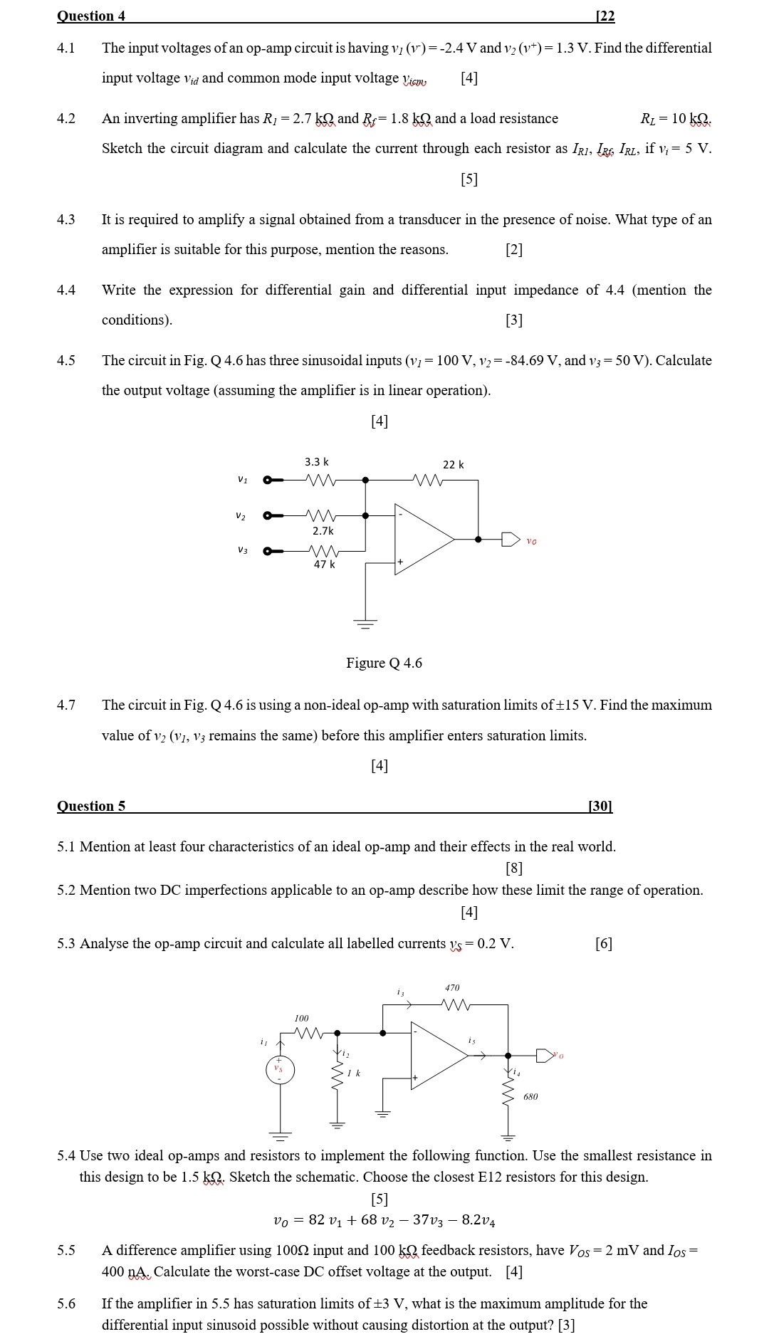 Solved Question 44.1 ﻿The input voltages of an op-amp | Chegg.com
