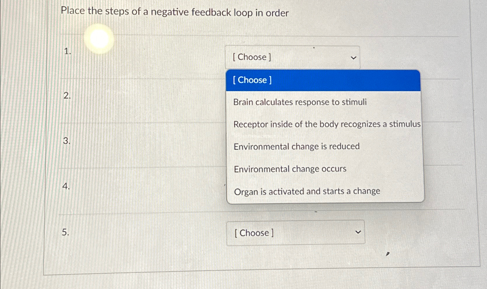 Solved Place the steps of a negative feedback loop in | Chegg.com