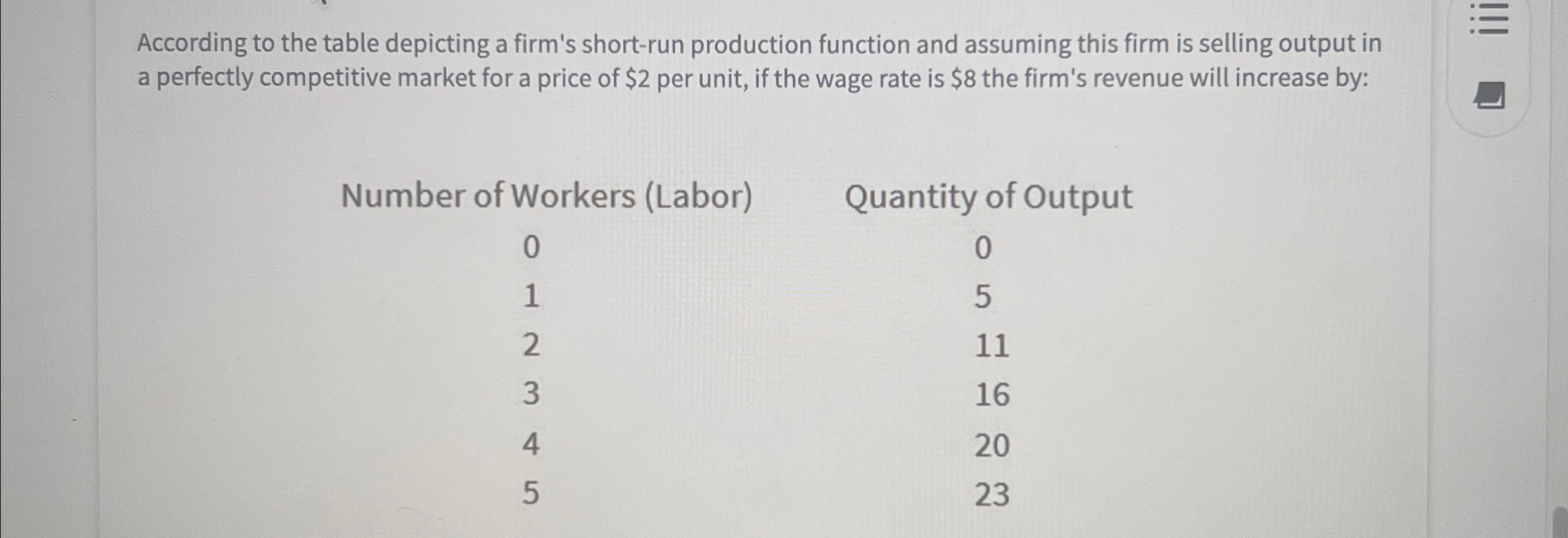 Solved According to the table depicting a firm's short-run | Chegg.com