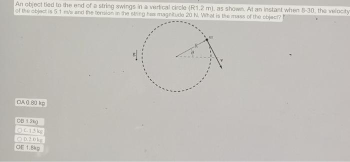 Solved An object tied to the end of a string swings in a | Chegg.com