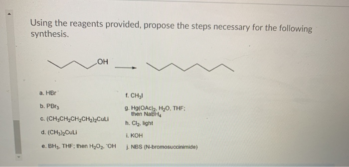Solved Using the reagents provided, propose the steps | Chegg.com