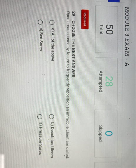 Solved MODULE 3 ﻿EXAM - ﻿A50Total28Attempted0Skipped29 | Chegg.com