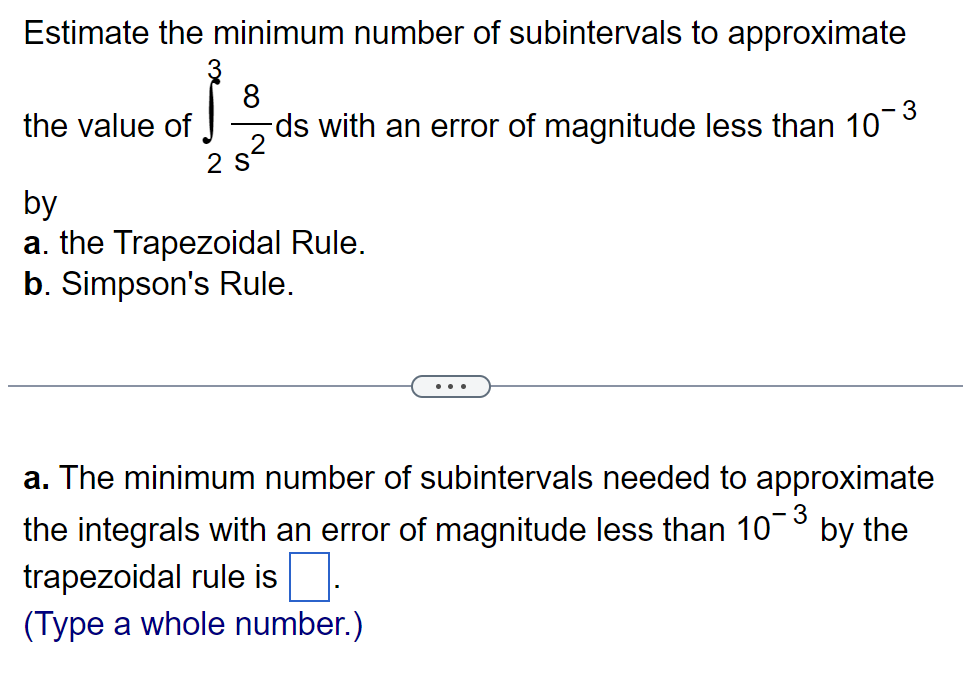 Solved Estimate The Minimum Number Of Subintervals To