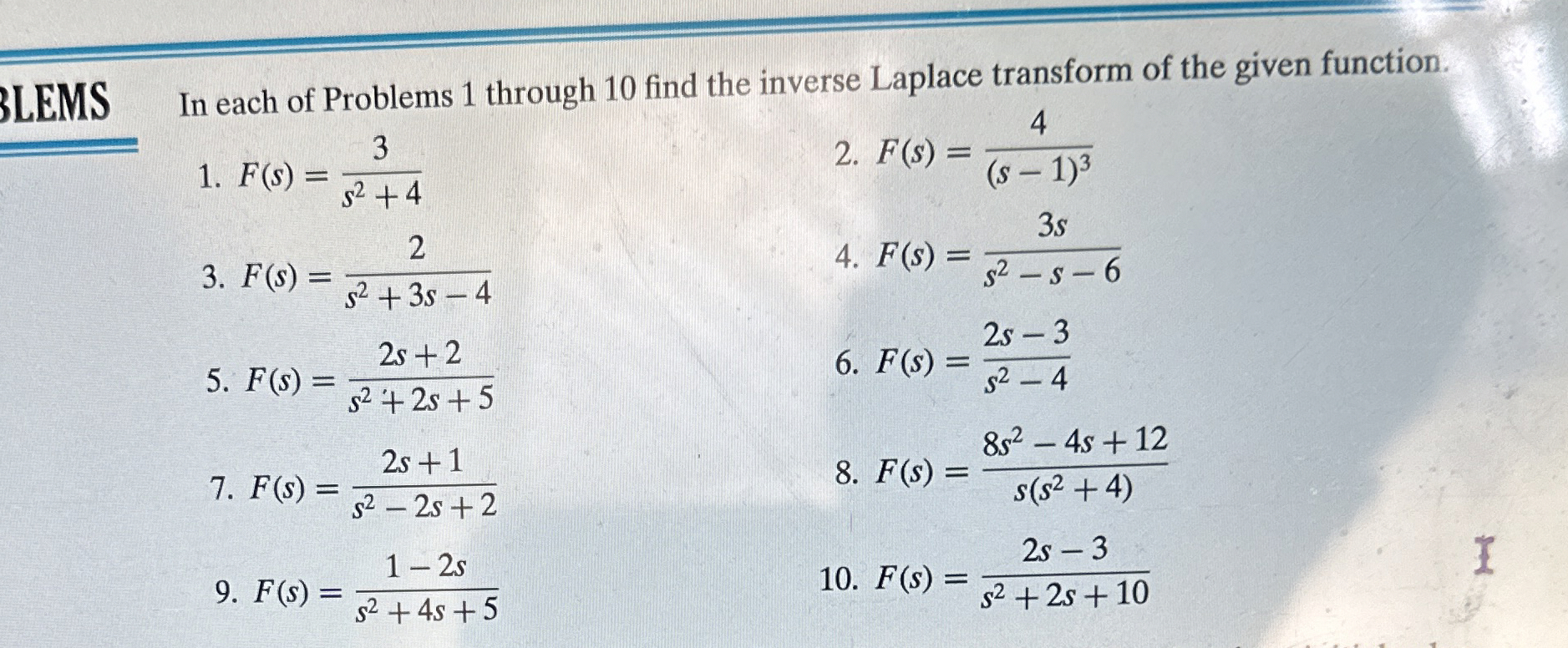 LEMS In each of Problems 1 ﻿through 10 ﻿find the | Chegg.com