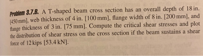 Solved Problem 3.7.B. A T-shaped beam cross section has an | Chegg.com