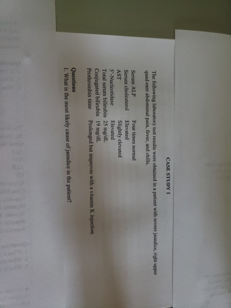 Solved CASE STUDY 1 The following laboratory test results | Chegg.com