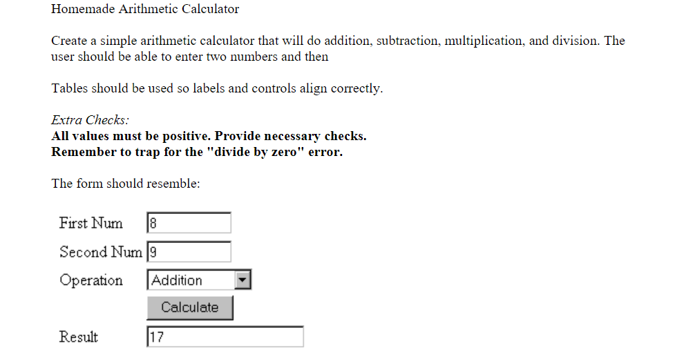 Solved USE JAVASCRIPTHomemade Arithmetic CalculatorCreate a | Chegg.com