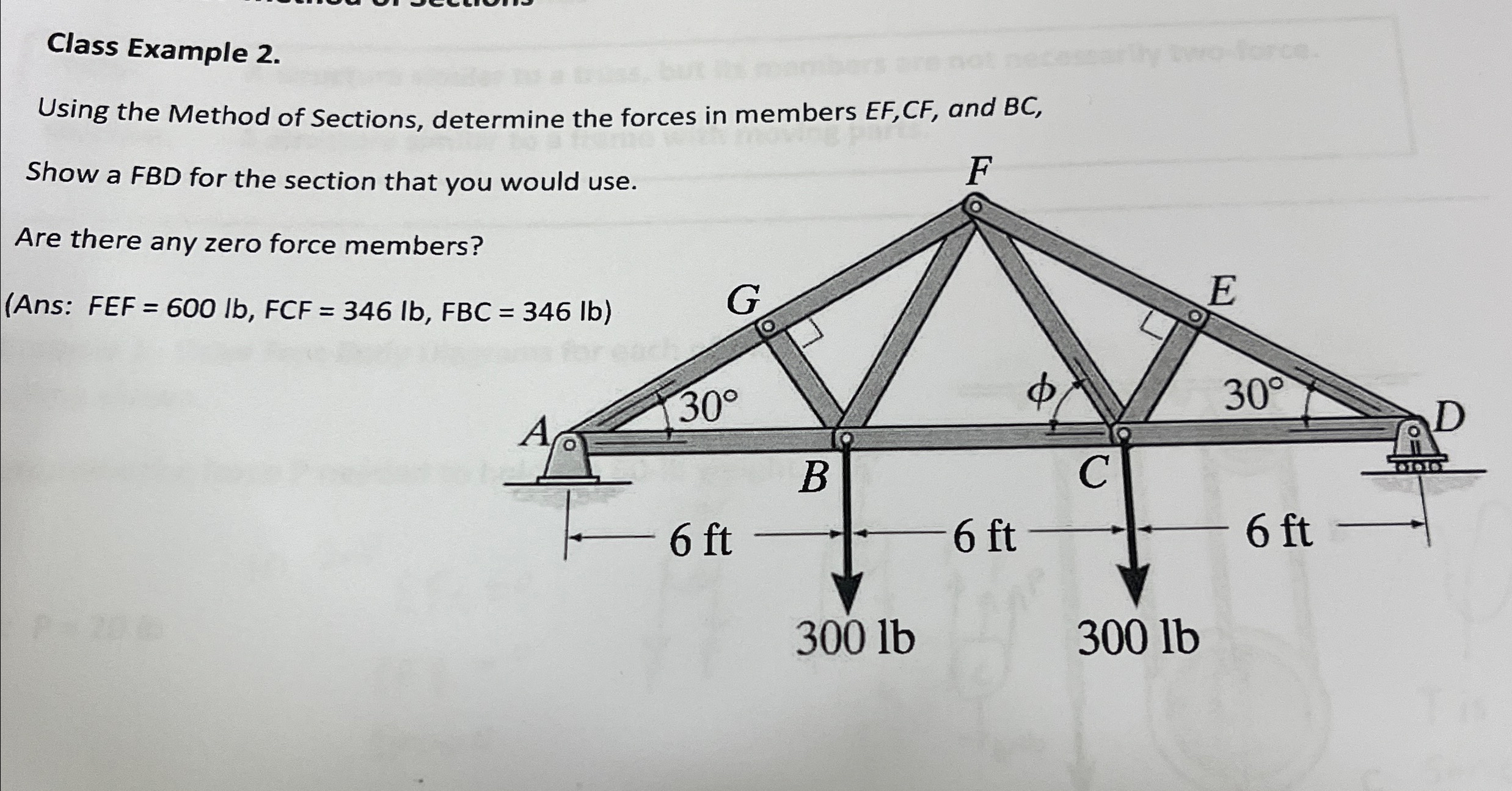 Solved Class Example 2.Using the Method of Sections, | Chegg.com