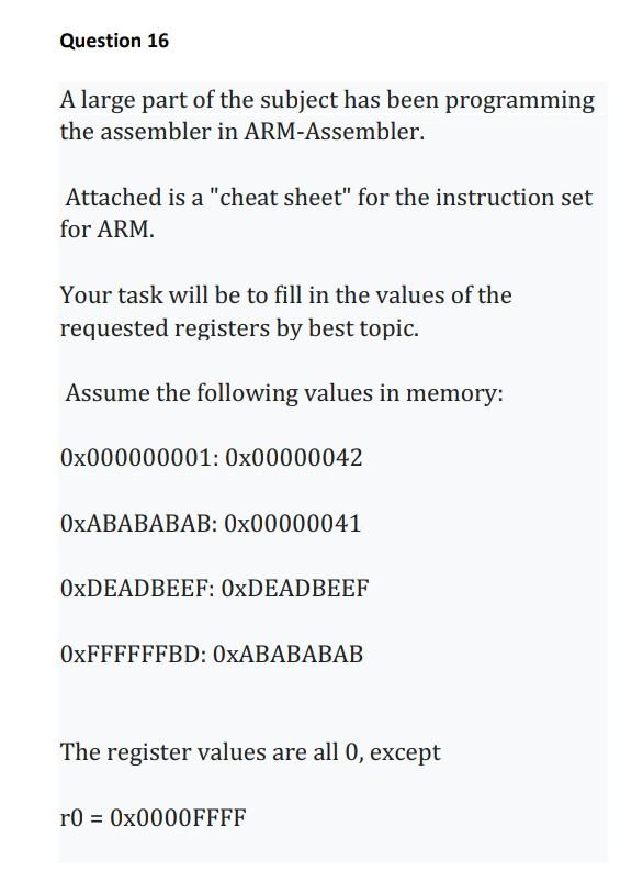 Question 16 A large part of the subject has been | Chegg.com | Chegg.com