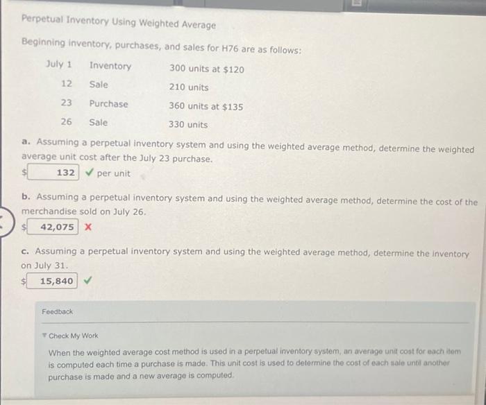 Solved Perpetual Inventory Using Weighted Average Beginning | Chegg.com