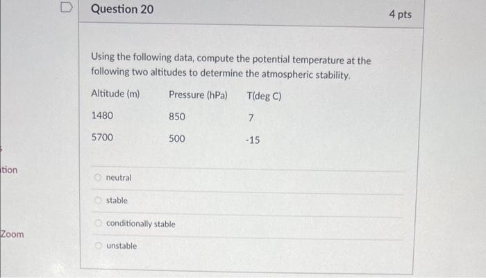 Solved Using the following data, compute the potential | Chegg.com