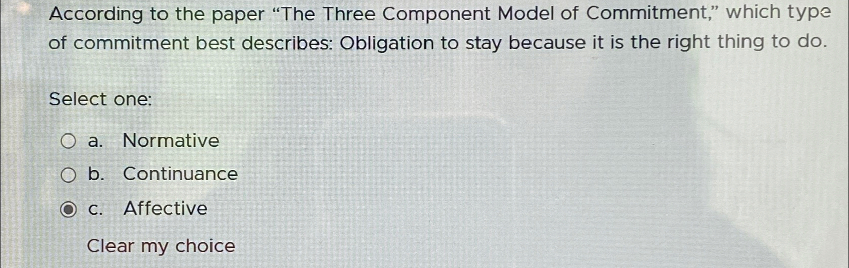 Solved According to the paper "The Three Component Model of | Chegg.com